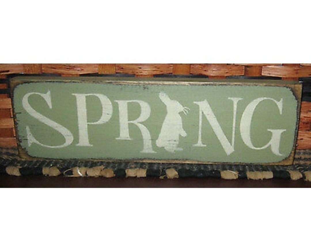 Primitive Country Spring With Bunny 12" Sign - Etsy