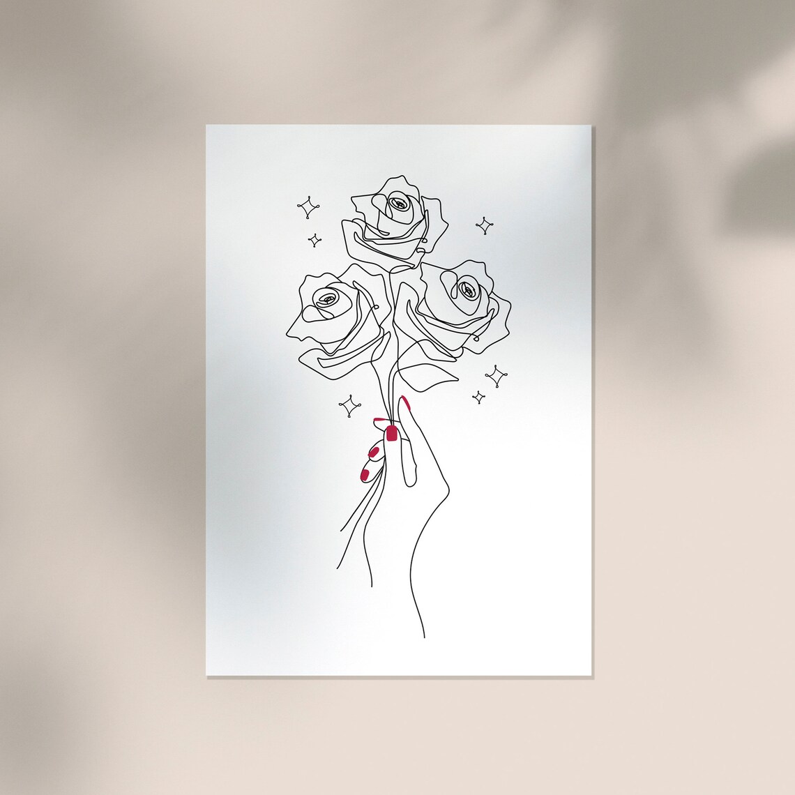 Flower Line Drawing Printable, Rose Line Drawing Digital Print ...