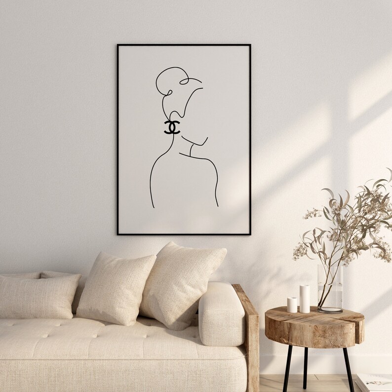 Chic Lady Line Art Print High Fashion Line Art Lady Line Art Print ...