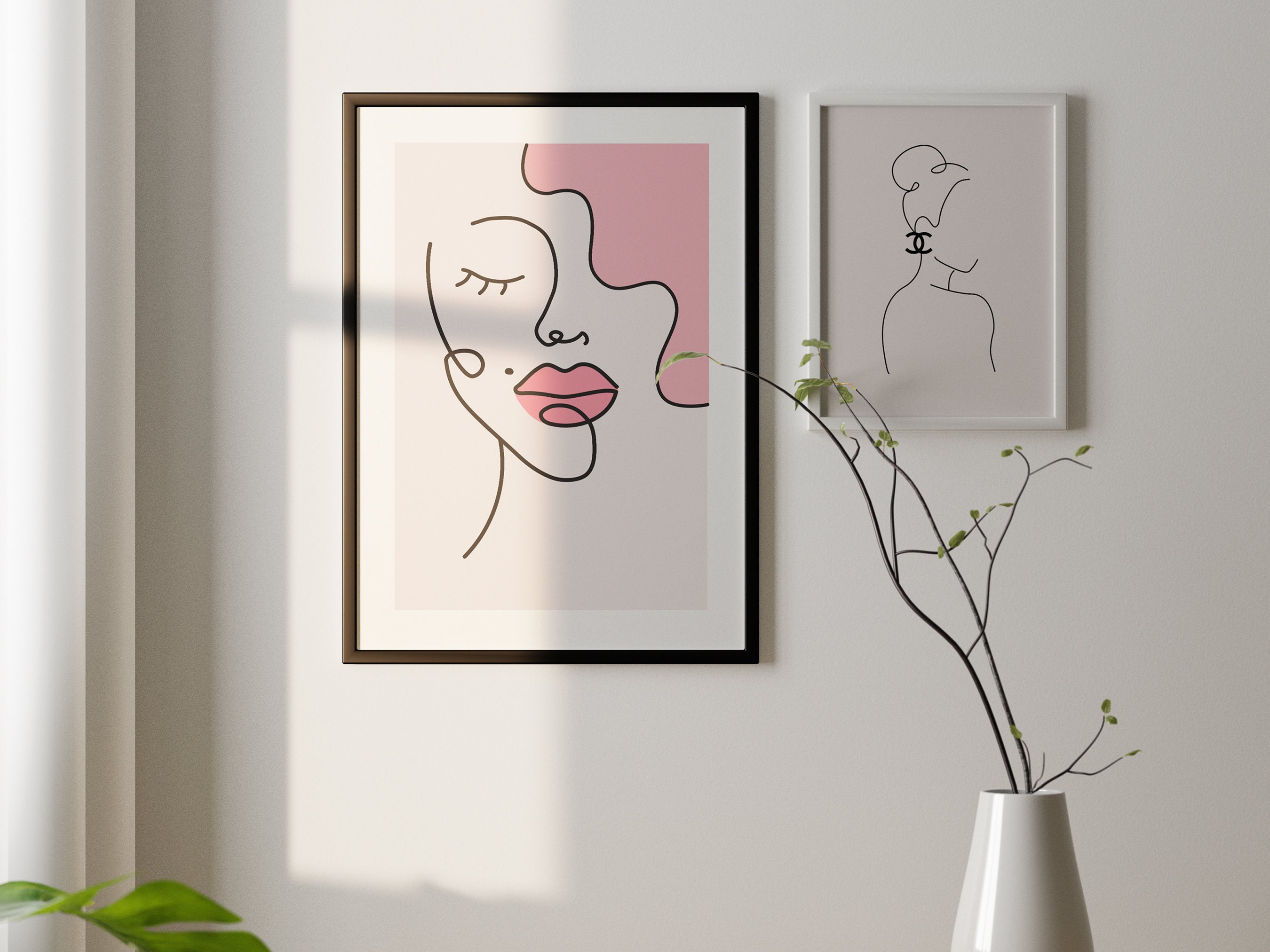 Simple Line Art Female Face, Woman Face One Line Drawing, Continuous ...