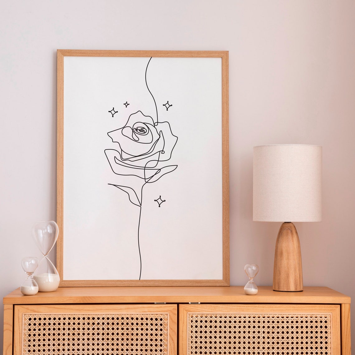 Single Rose Line Drawing, Printable Art, Rose Line Art, Nature Drawing ...