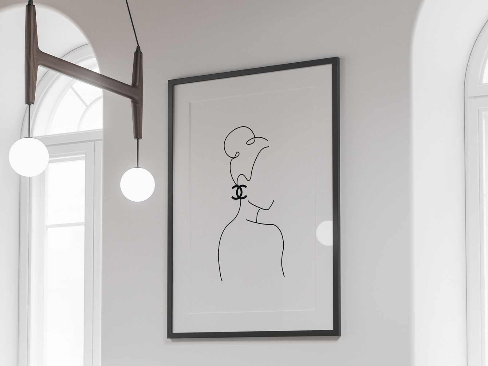 Chic Lady Line Art Print - High Fashion Line Art - Lady Line Art Print ...