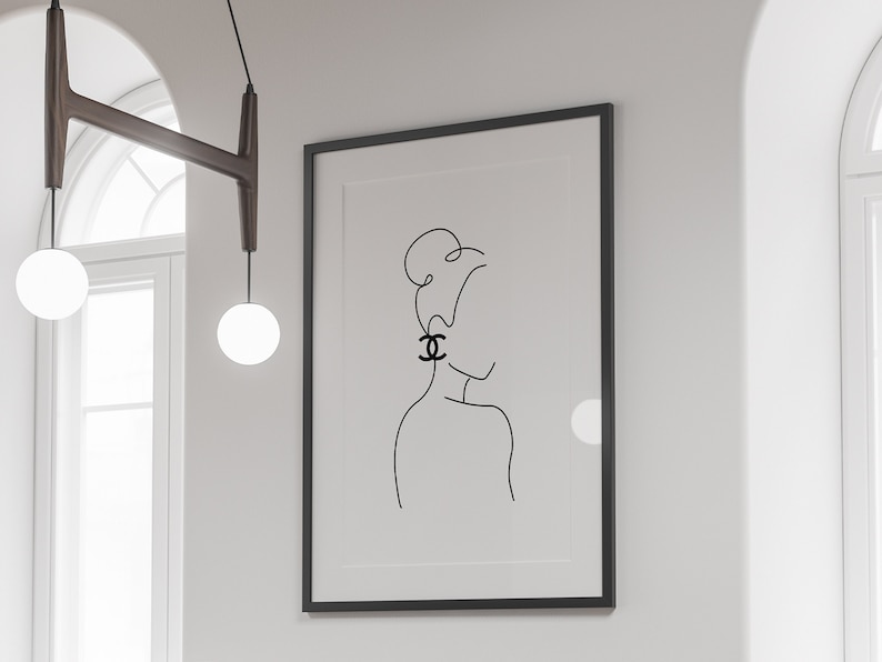 Chic Lady Line Art Print - High Fashion Line Art - Lady Line Art Print ...