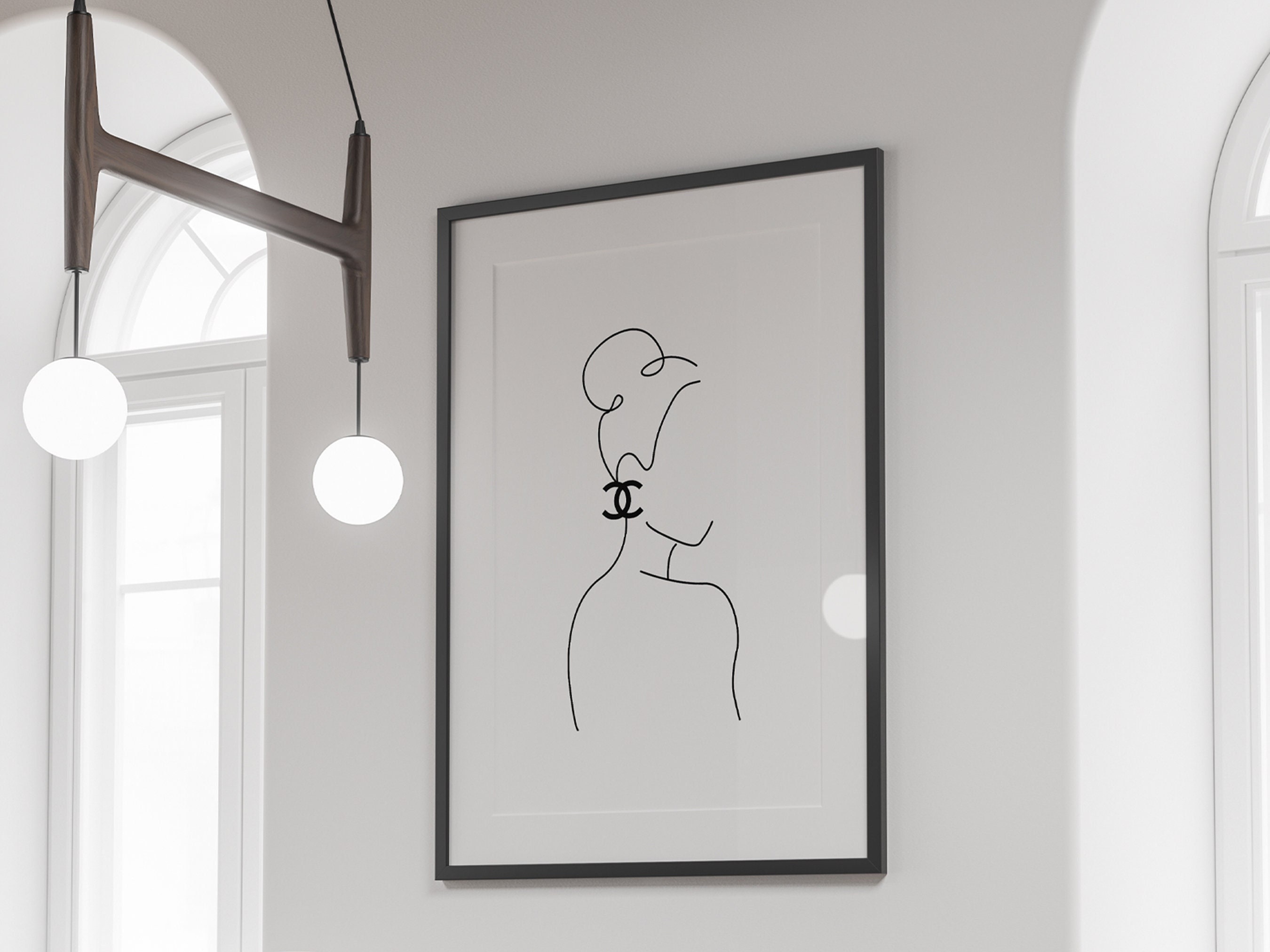 Designer Line Art Print, Elegant Lady Line Art, High Fashion Line Art ...