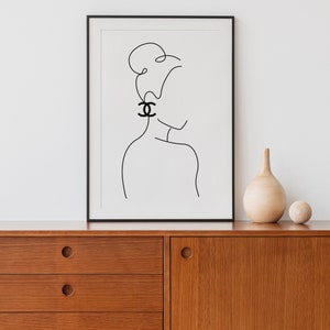 Chic Lady Line Art Print - High Fashion Line Art - Lady Line Art Print ...