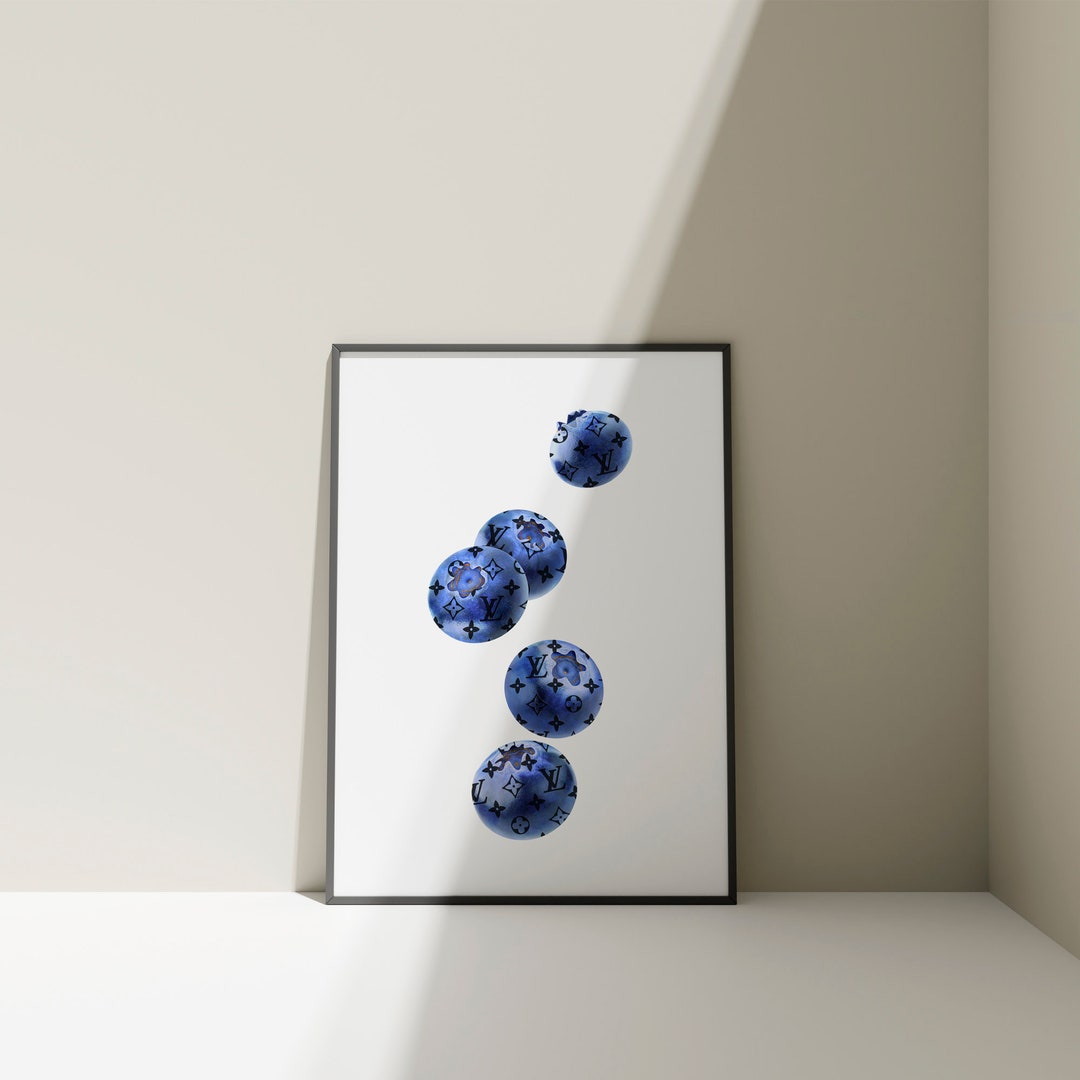 Blueberries Poster, Fancy Fruit Art, Art Print, Blueberry Art, Designer ...