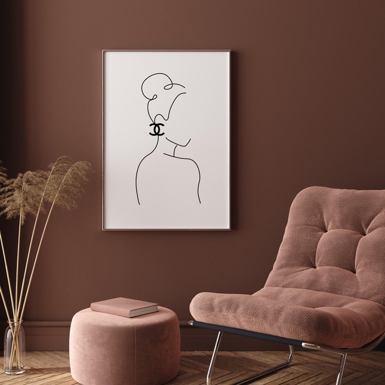 Chic Lady Line Art Print - High Fashion Line Art - Lady Line Art Print ...
