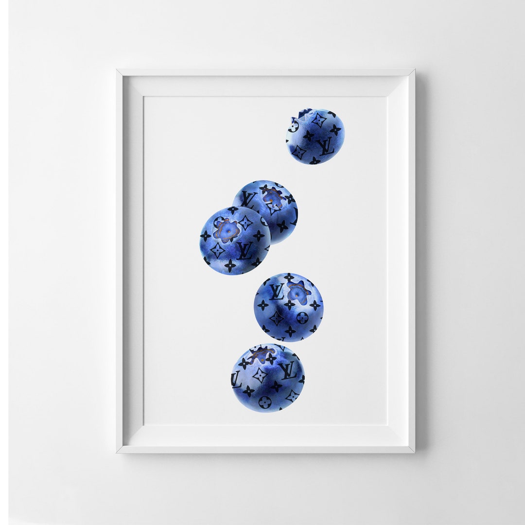Digital Blueberries Poster, Fancy Fruit Art, Art Print, Blueberry Art ...