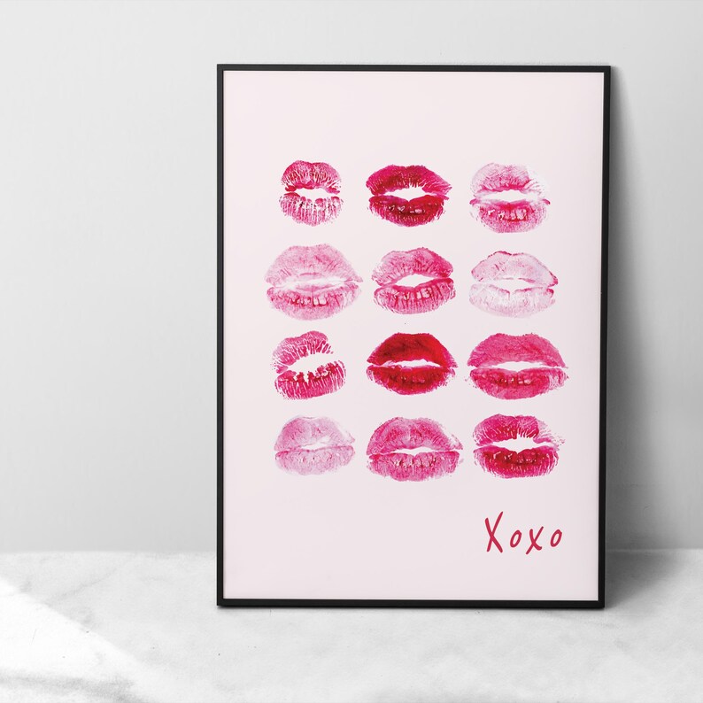 Digital Pink Lips Print, Lips Art, Pink Lips Art, Many of Lips Poster ...
