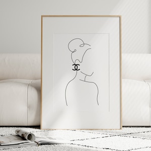 Chic Lady Line Art Print - High Fashion Line Art - Lady Line Art Print ...