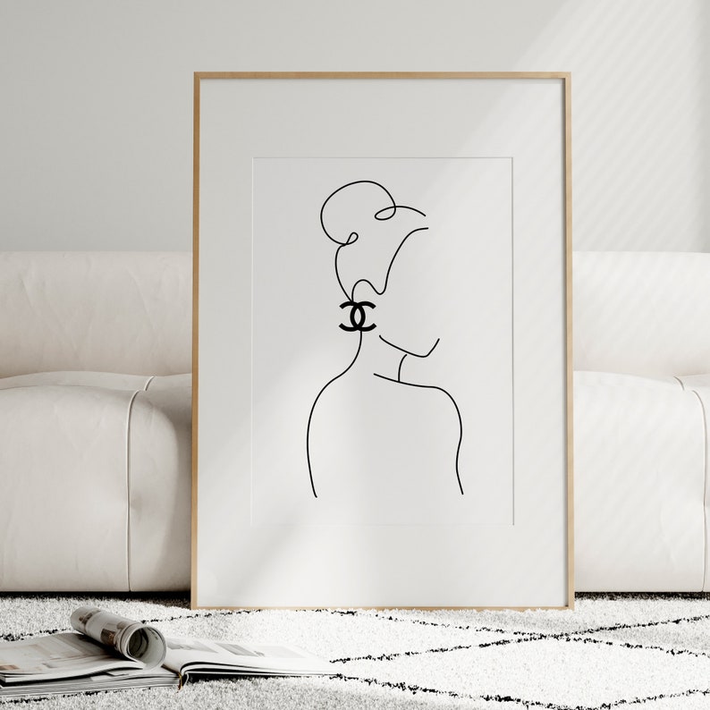 Chic Lady Line Art Print - High Fashion Line Art - Lady Line Art Print ...