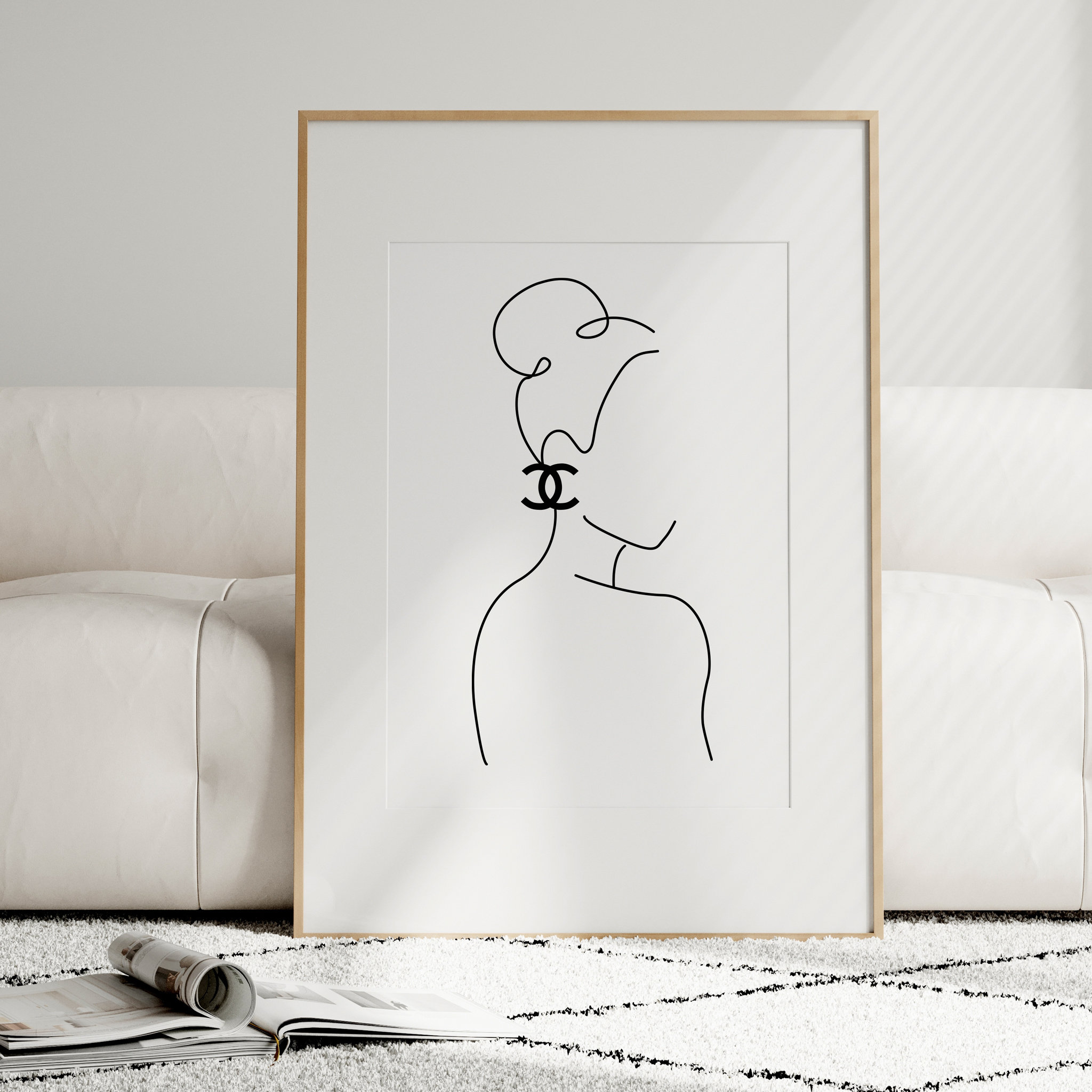 Chic Lady Line Art Print - High Fashion Line Art - Lady Line Art Print ...