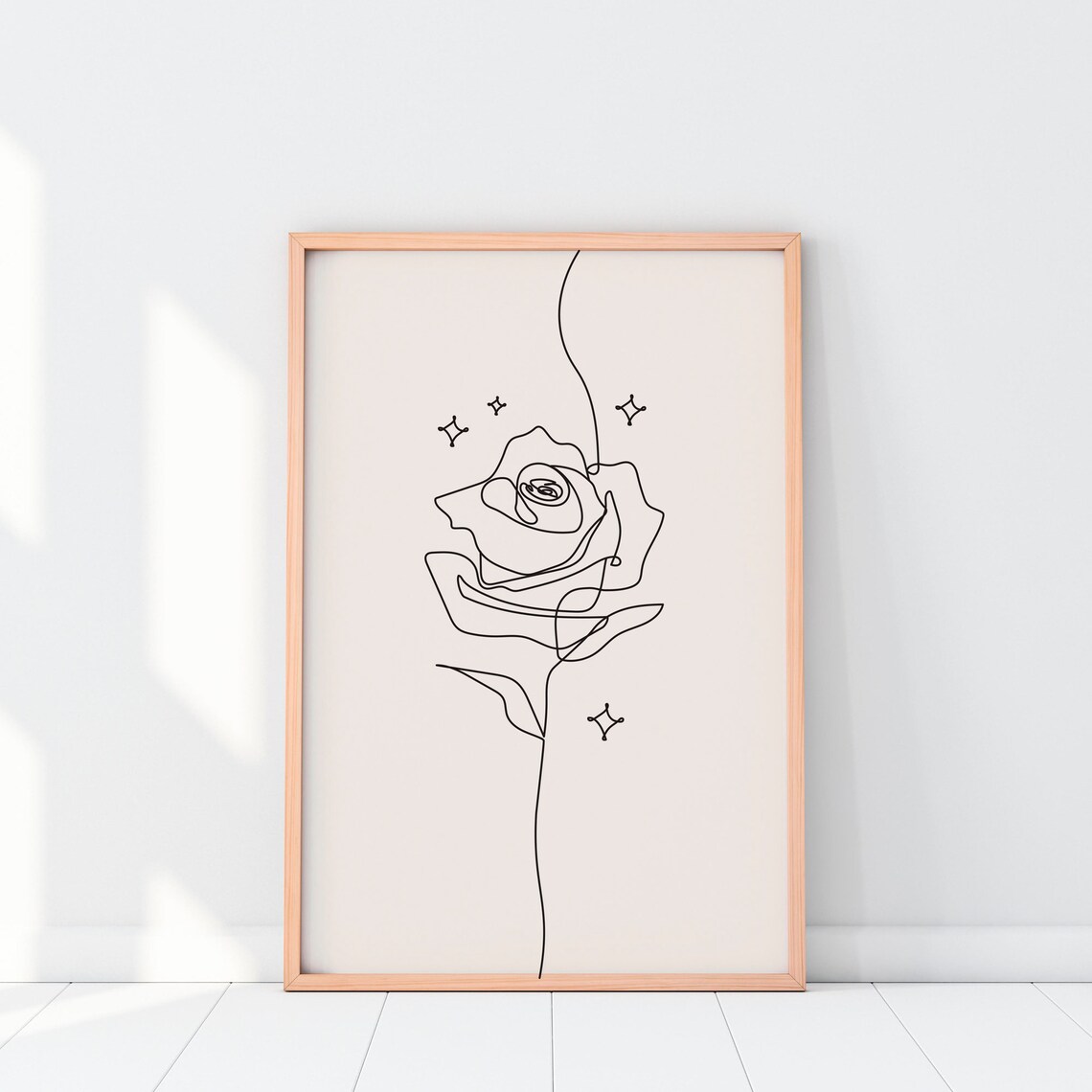 Single Rose Line Drawing, Printable Art, Rose Line Art, Nature Drawing ...