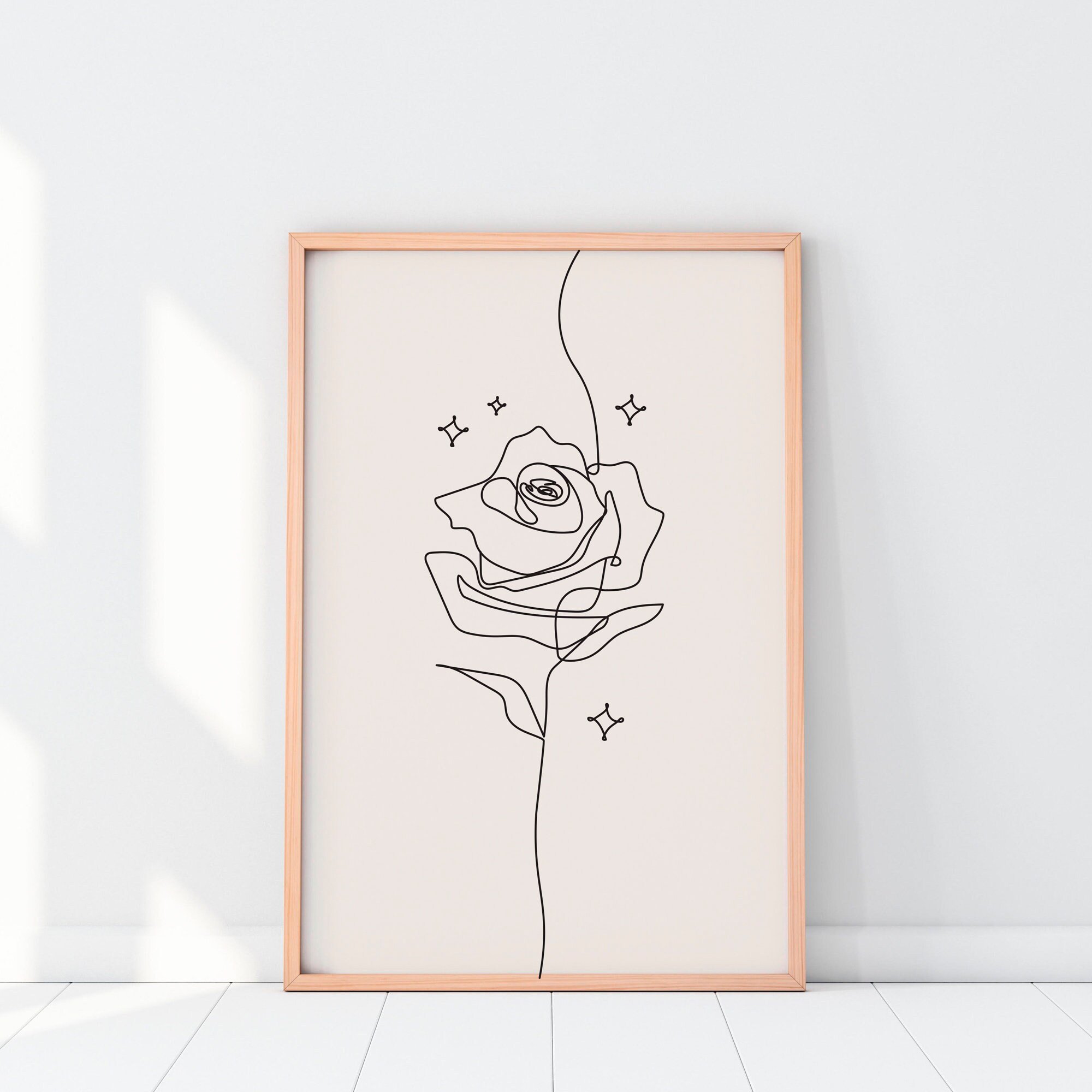 Single Rose Line Drawing, Printable Art, Rose Line Art, Nature Drawing ...