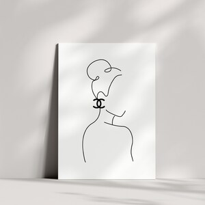 Chic Lady Line Art Print - High Fashion Line Art - Lady Line Art Print ...