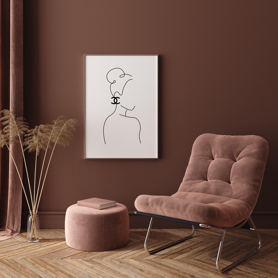 Designer Line Art Print, Elegant Lady Line Art, High Fashion Line Art ...