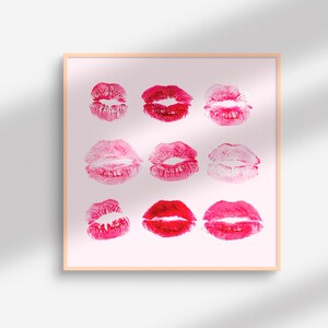 Digital Pink Lips Print, Lips Art, Pink Lips Art, Many of Lips Poster ...