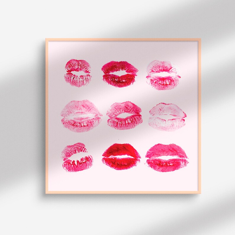 Digital Pink Lips Print, Lips Art, Pink Lips Art, Many of Lips Poster ...