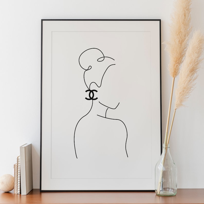 Chic Lady Line Art Print - High Fashion Line Art - Lady Line Art Print ...