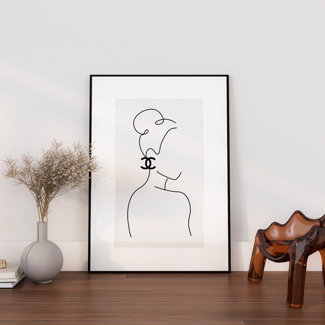 Designer Line Art Print, Elegant Lady Line Art, High Fashion Line Art ...