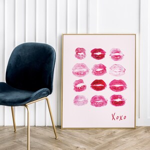 Digital Pink Lips Print, Lips Art, Pink Lips Art, Many of Lips Poster ...