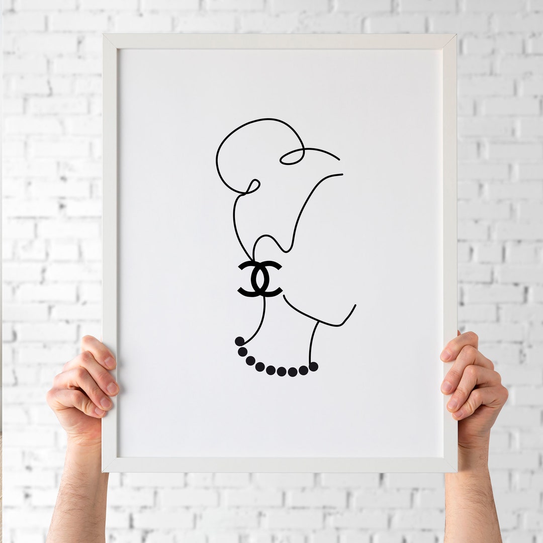 Lady Line Art Portrait, Lady in Pearl Necklace, Woman Line Art, Female ...