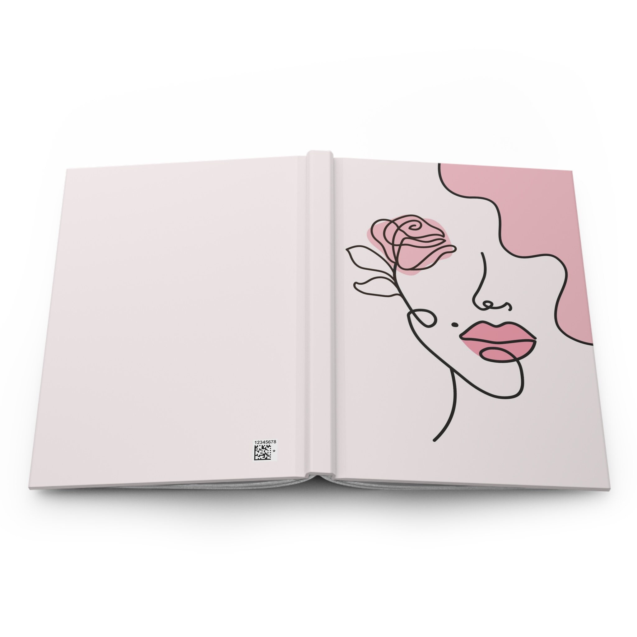 Rose Line Art Journal, Line Art Journal in Pink, Floral Girl Journal ...