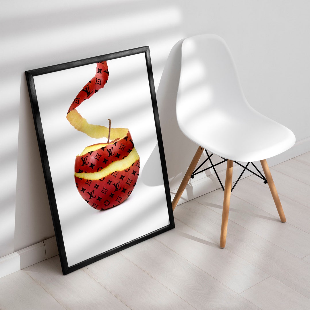 Single Apple Poster, Fancy Fruit, Art Print, Peeled Apple Art, Designer ...