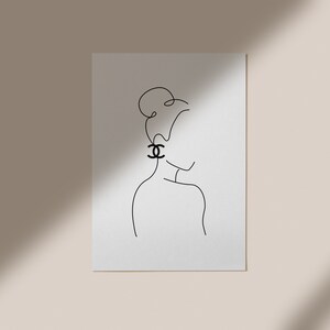 Designer Line Art Print, Elegant Lady Line Art, High Fashion Line Art ...