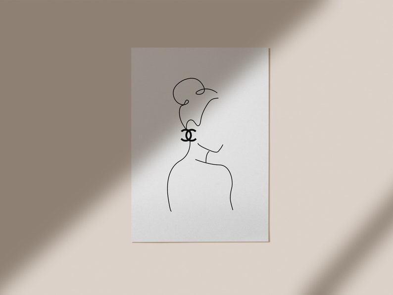 Designer Line Art Print, Elegant Lady Line Art, High Fashion Line Art ...