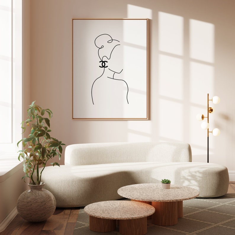 Chic Lady Line Art Print High Fashion Line Art Lady Line Art Print ...