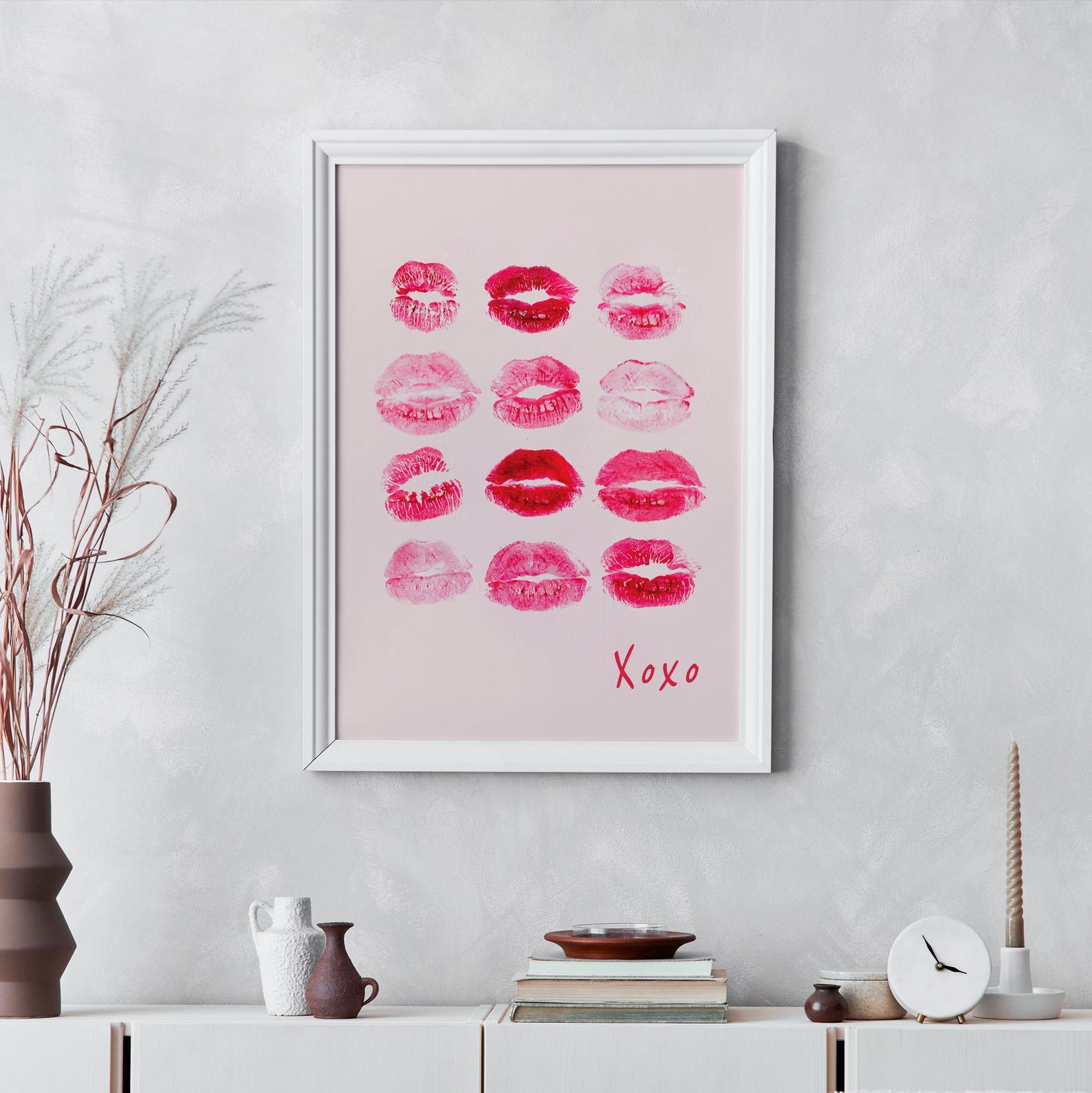 Digital Pink Lips Print, Lips Art, Pink Lips Art, Many of Lips Poster ...
