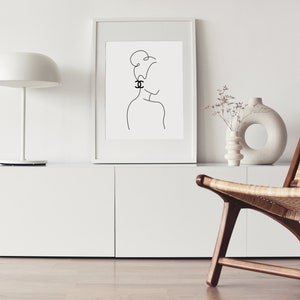 Chic Lady Line Art Print - High Fashion Line Art - Lady Line Art Print ...