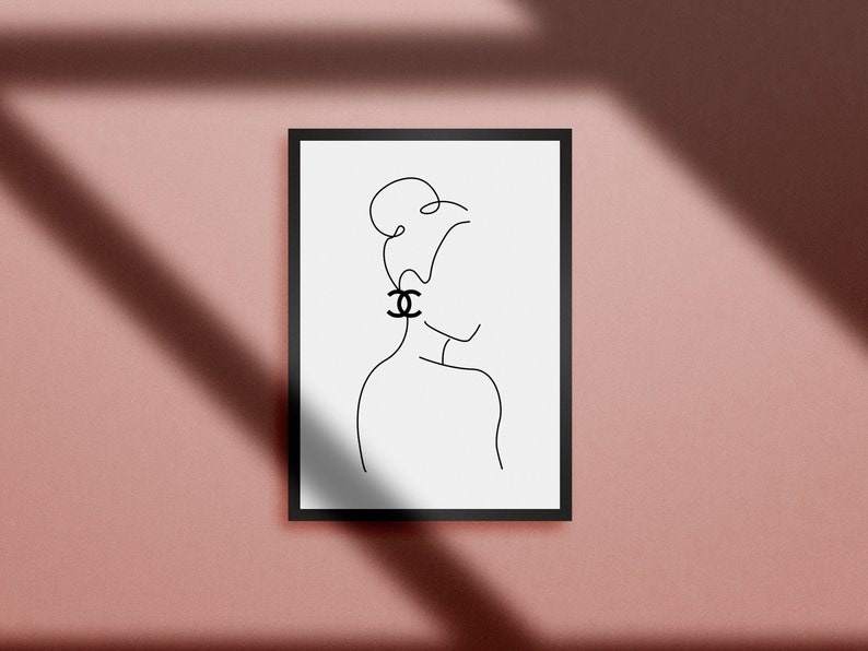 Designer Line Art Print, Elegant Lady Line Art, High Fashion Line Art ...