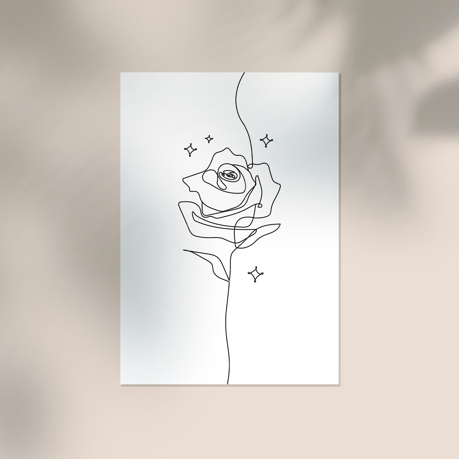 Single Rose Line Drawing, Printable Art, Rose Line Art, Nature Drawing ...