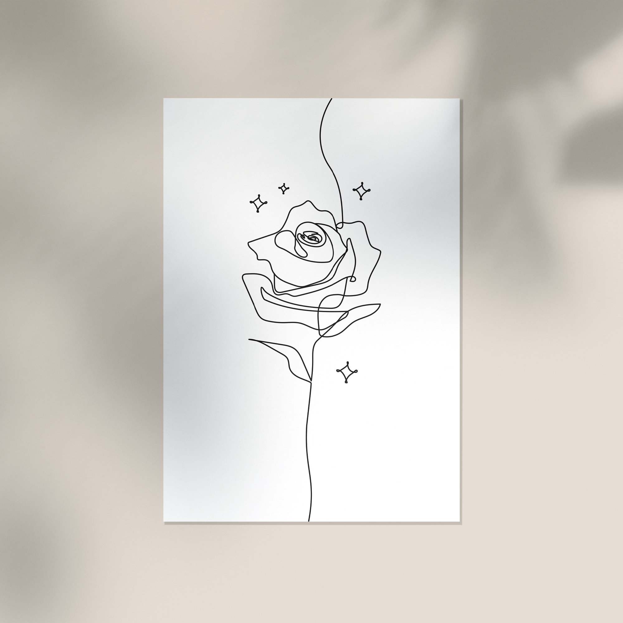 Single Rose Line Drawing, Printable Art, Rose Line Art, Nature Drawing ...