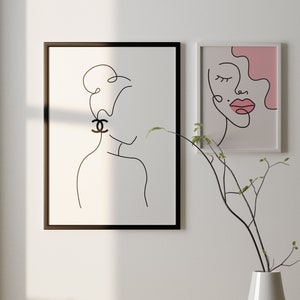 Designer Line Art Print, Elegant Lady Line Art, High Fashion Line Art ...