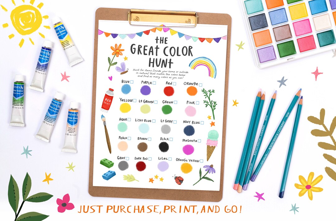 Color Treasure Hunt Scavenger Hunt Outdoor or Indoor Party - Etsy
