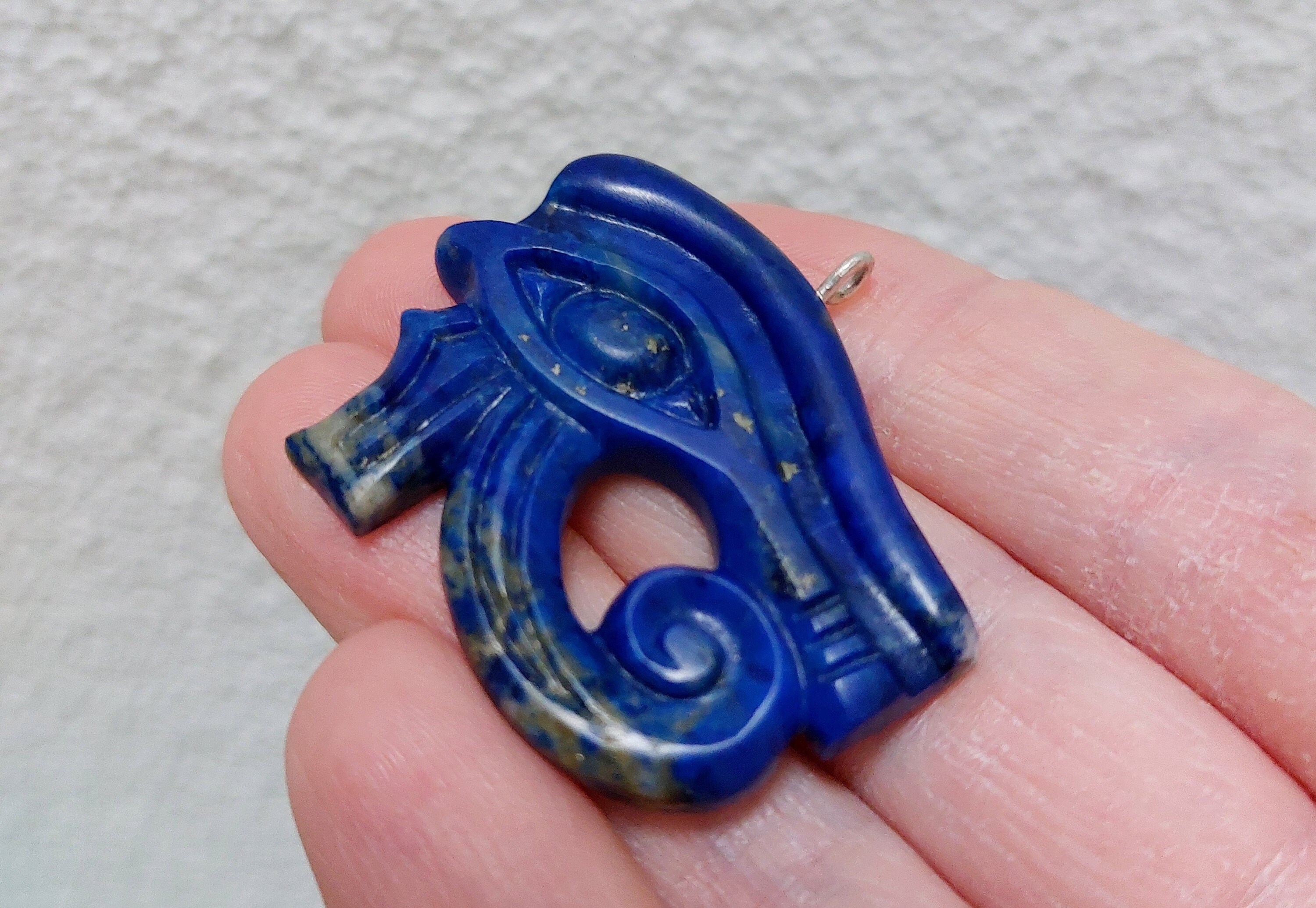 Eye of Horus / Ra Pendant Amulet REAL Lapis Lazuli Ancient Egypt Wedjat ...
