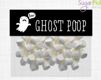 Emoji Halloween Bag Topper Printable Ghost Poop Treat Bag | Etsy