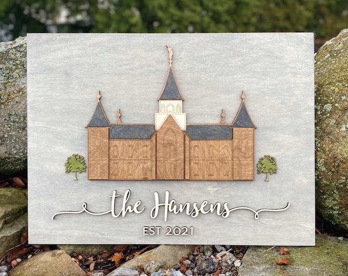 12" Custom Temple Family Name Sign, LDS Temple, Temple Cutout, Wedding ...