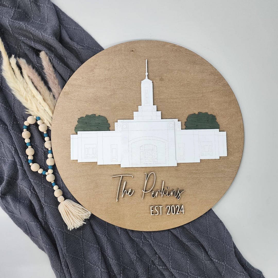 Handcrafted LDS Temple Round Sign - Personalized LDS Home Decor ...