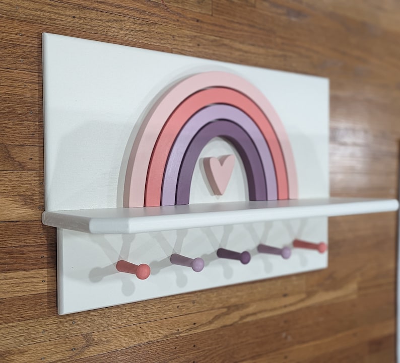 Rainbow Wall Shelf With Pegs - Multicolored - Etsy