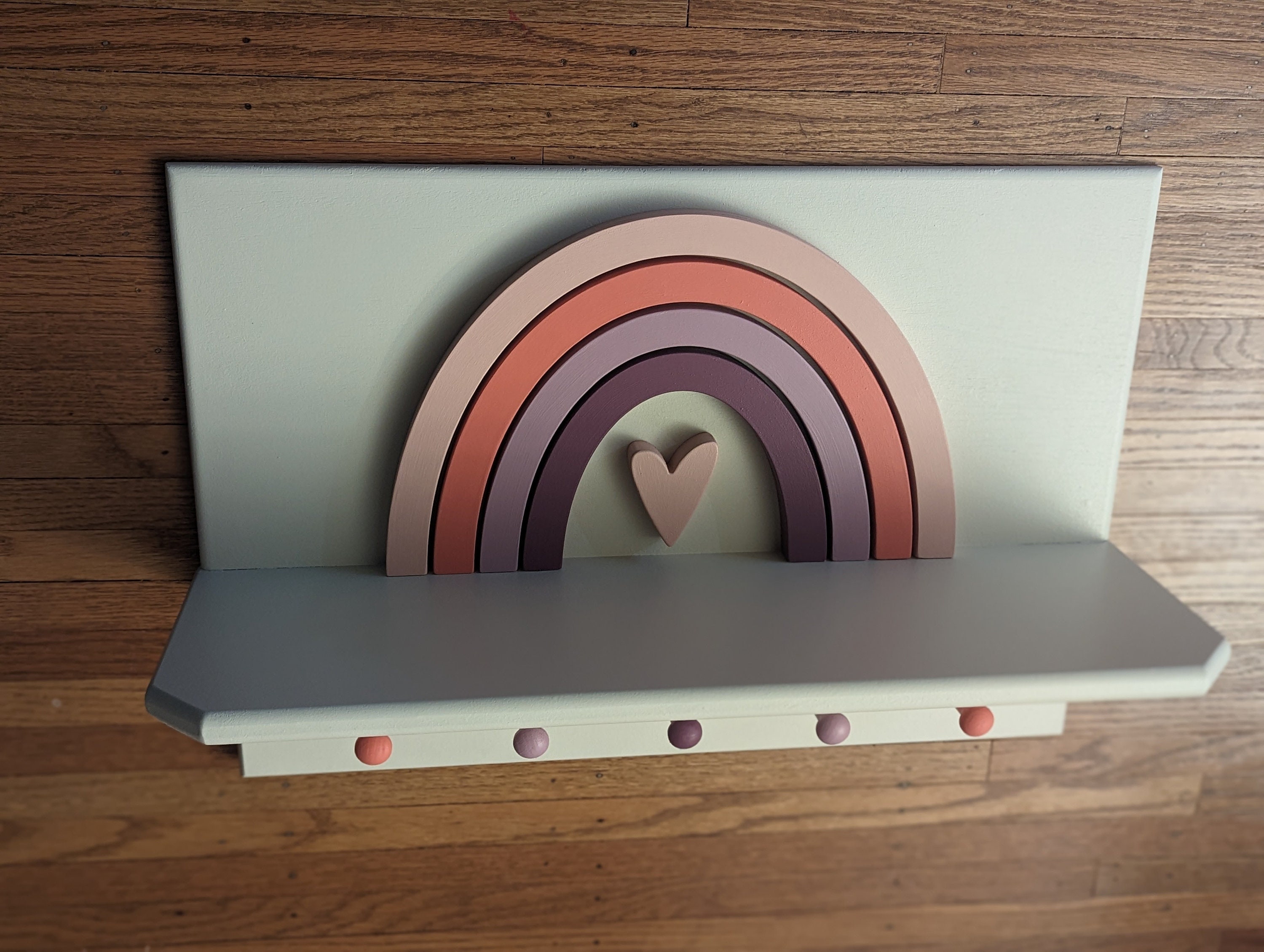 Rainbow Wall Shelf With Pegs - Multicolored - Etsy