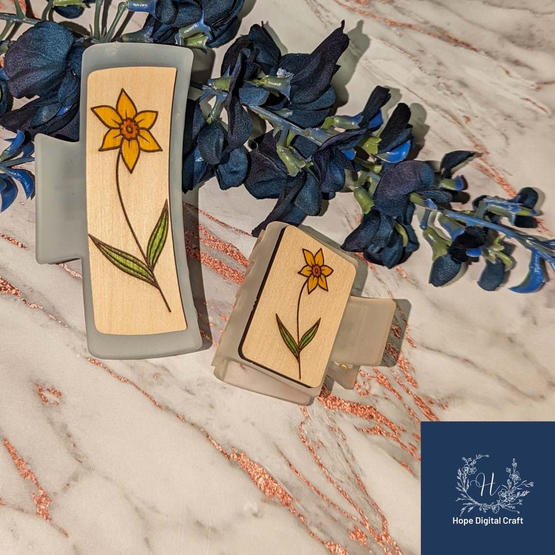 Daffodil Hair Claw Clip SVG File for Laser or Other Cutting Machines ...