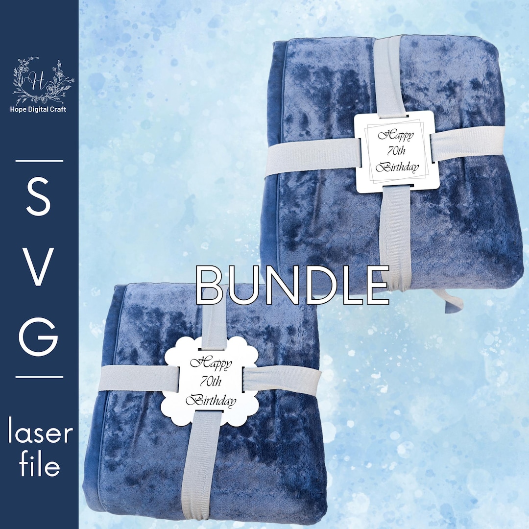 BUNDLE Happy 70th Birthday Gift Tag SVG - Scallop & Square - 4 Ribbon ...