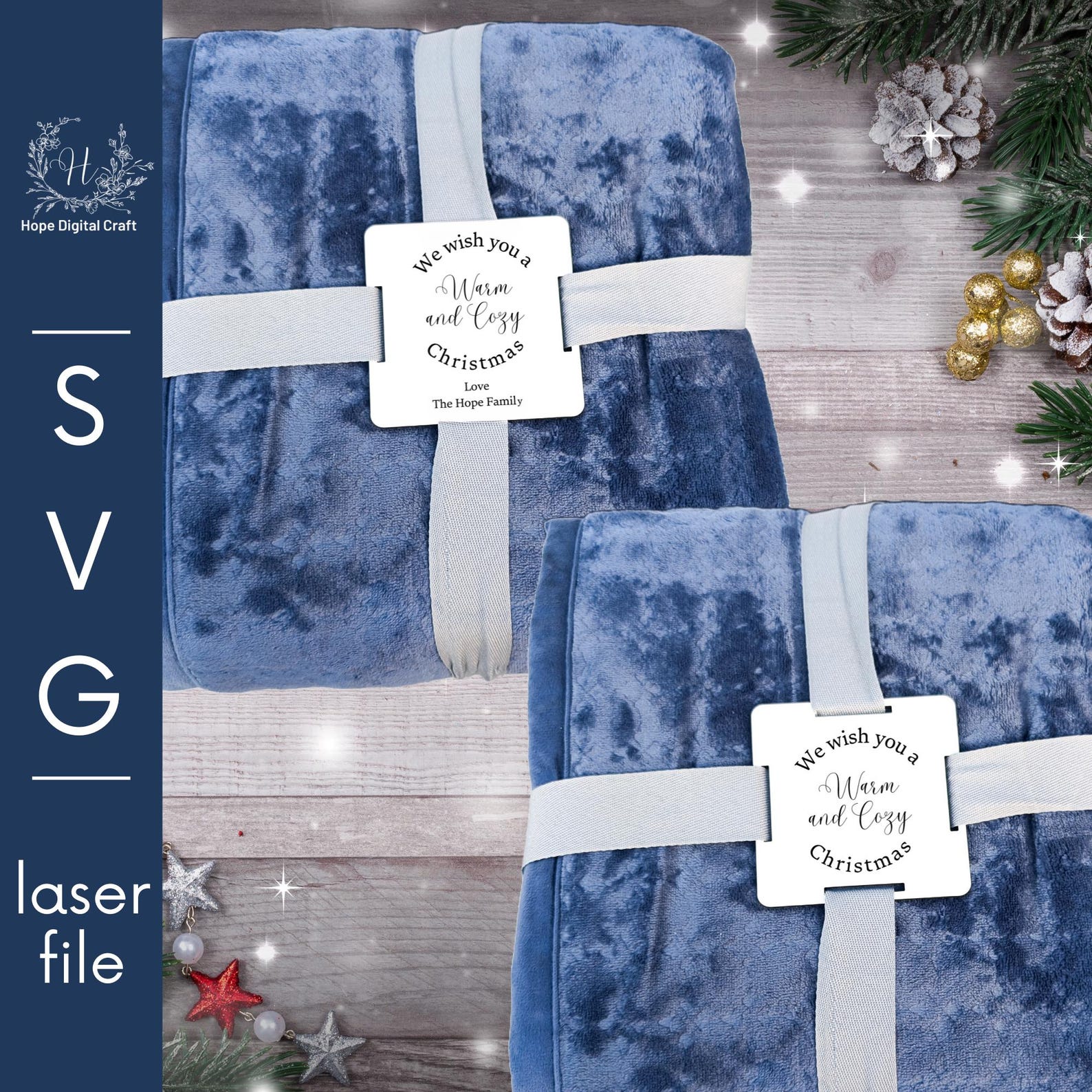 BUNDLE of 5 Shapes We Wish You a Warm and Cozy Christmas Blanket Gift ...