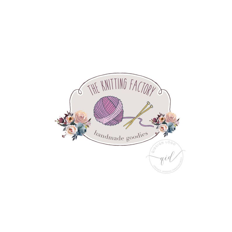 Premade knitting logo business yarn logo design logo for | Etsy