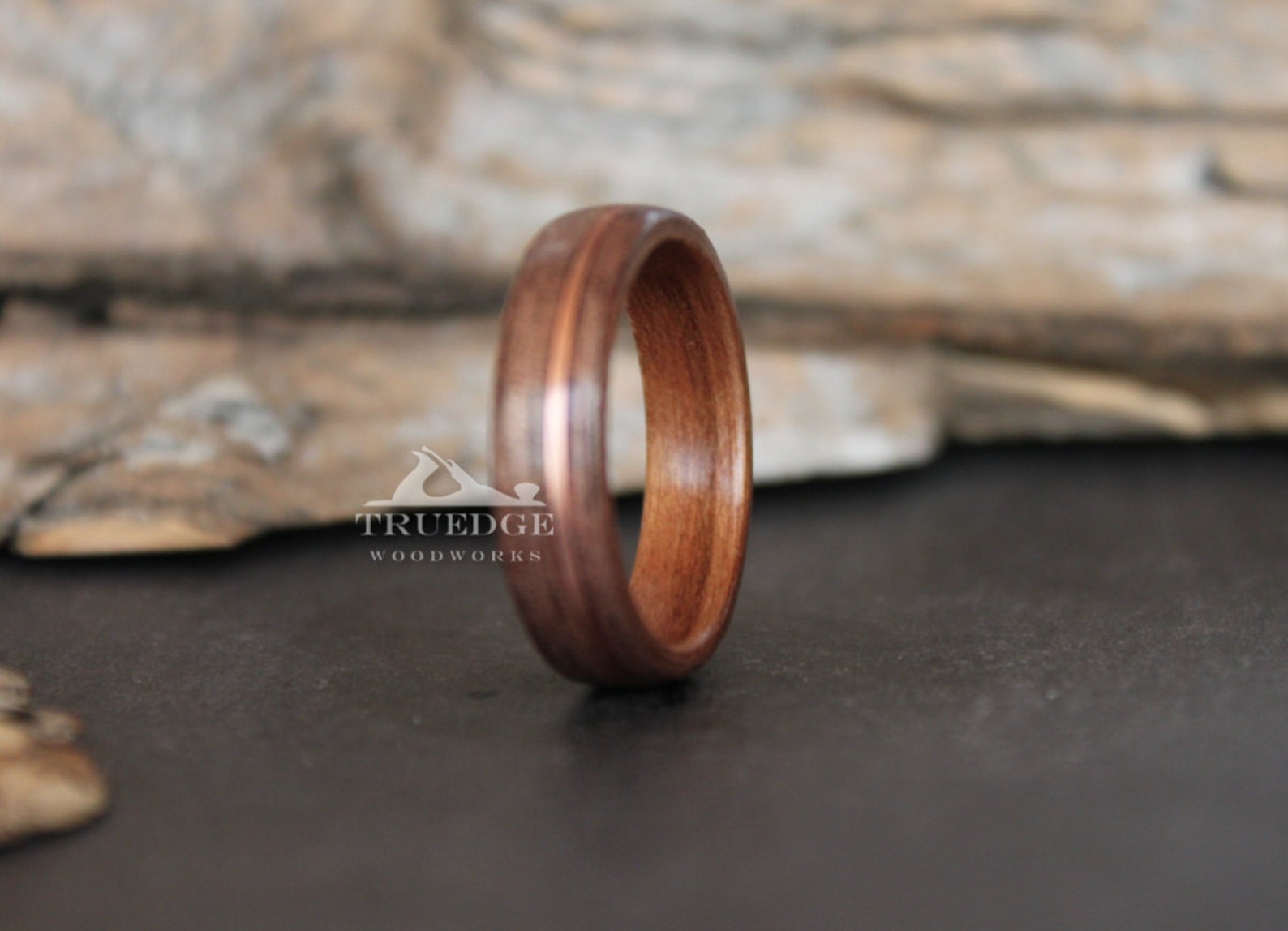 Walnut Lined With Black Cherry and Offset Copper Inlay Handmade ...