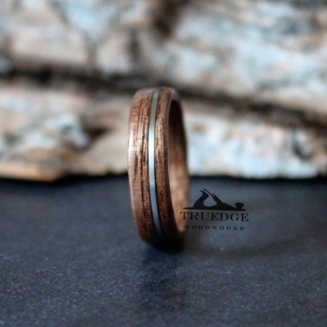 Walnut With Silver Inlay Handmade Bentwood Ring - Etsy